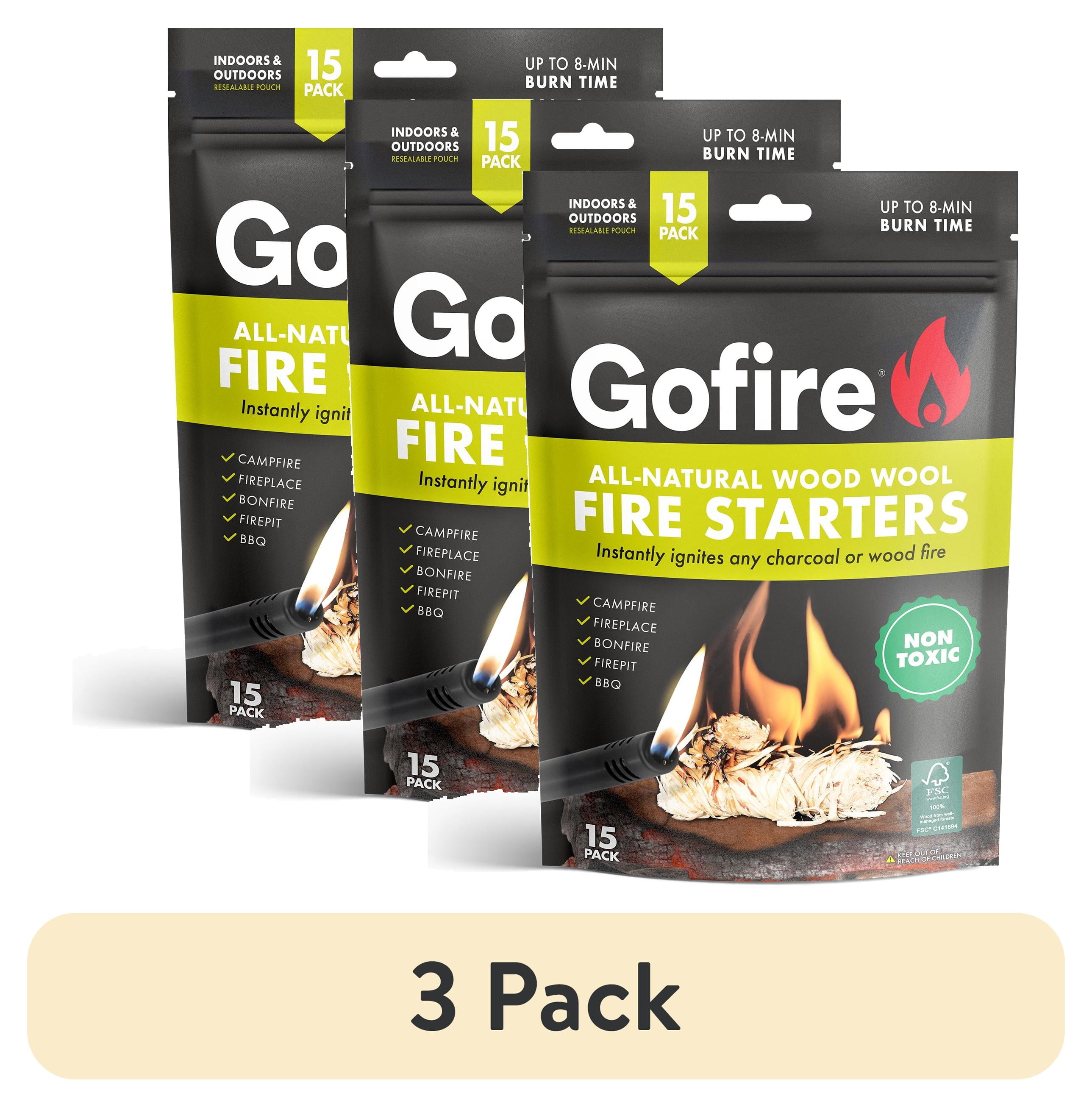 (3 pack) GoFire: 15 Pack All Natural Fire Starters - Walmart.com