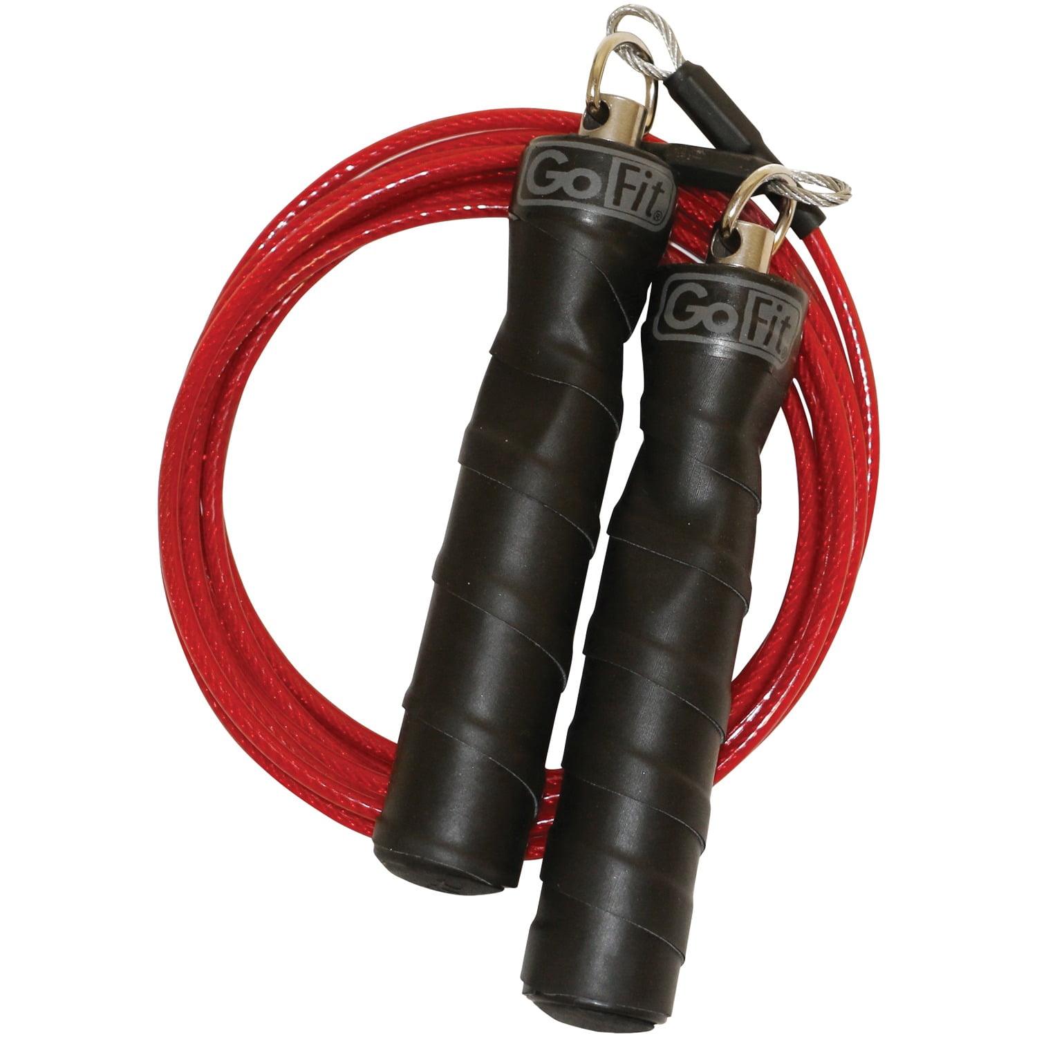 GoFit 9' Pro Cable Jump Rope with Padded Contour Grip Handles- Red ...