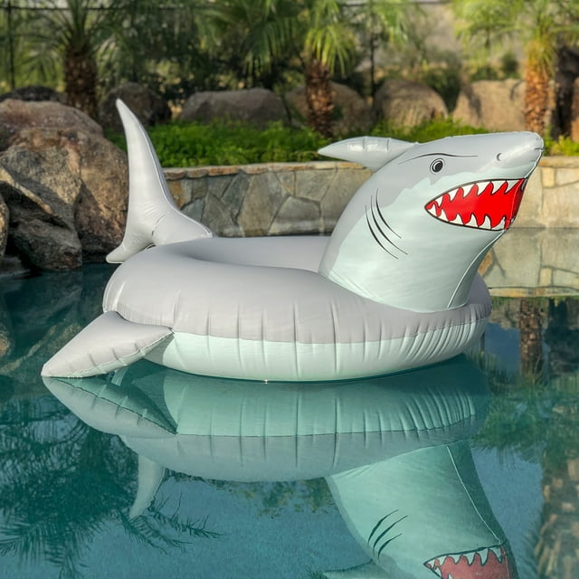 GoFloats Splash Round Floaty - 'Great White Bite' Shark Inflatable ...
