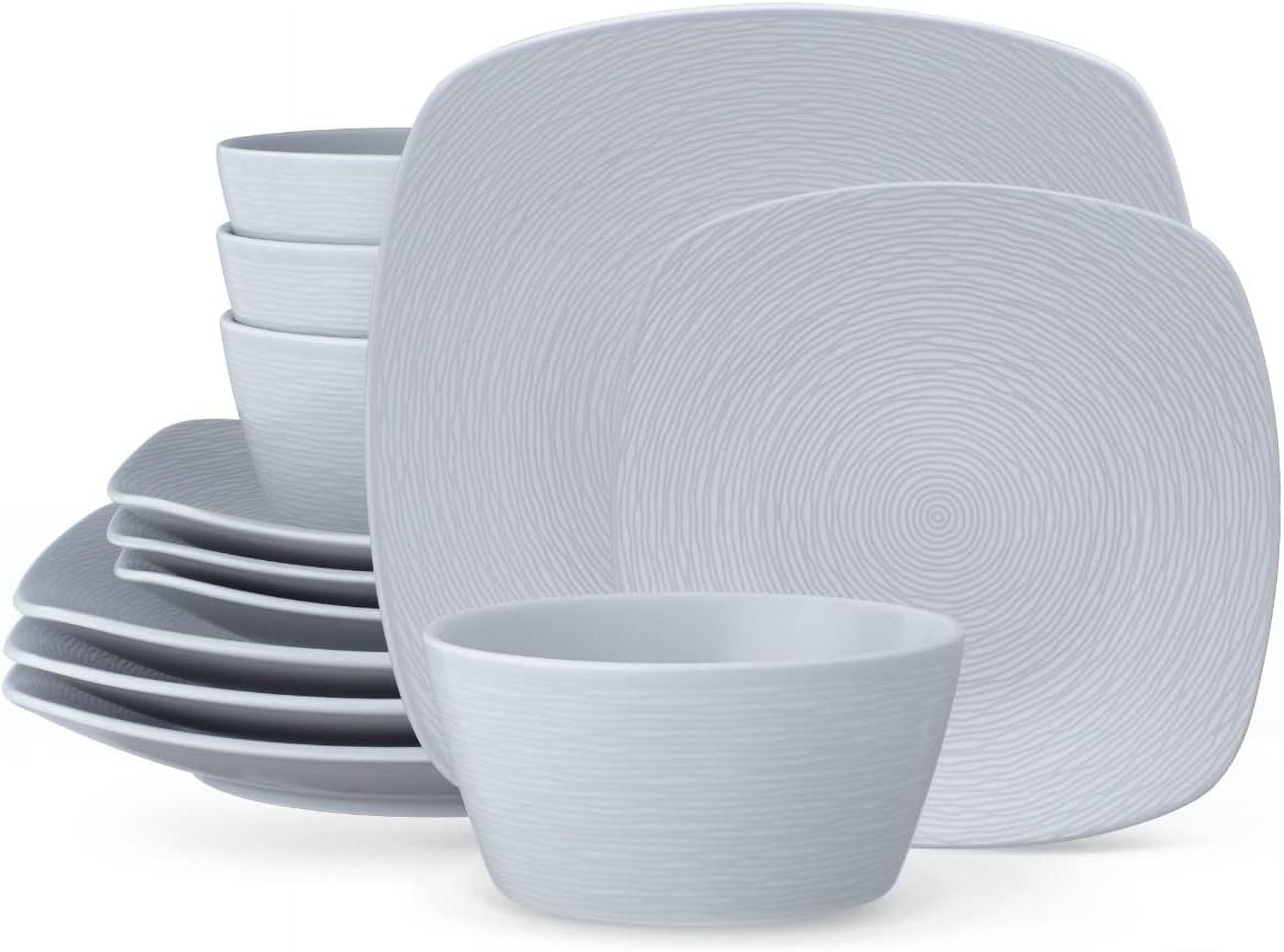 GoG Swirl 12-Piece Square Set in Grey - Walmart.com