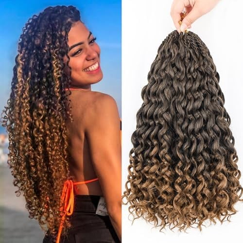 GoGo Curl Crochet Hair 7 Packs Pre-Looped Curly Crochet Hair Water Wave ...