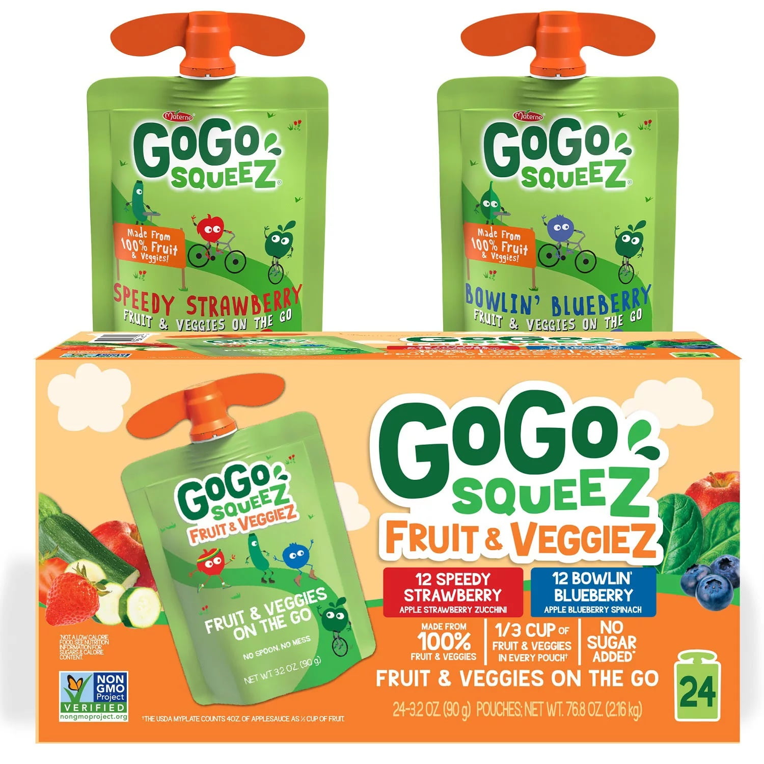 GoGo SqueeZ Fruit & VeggieZ Applesauce Snack Squeeze Pouches for Kids ...