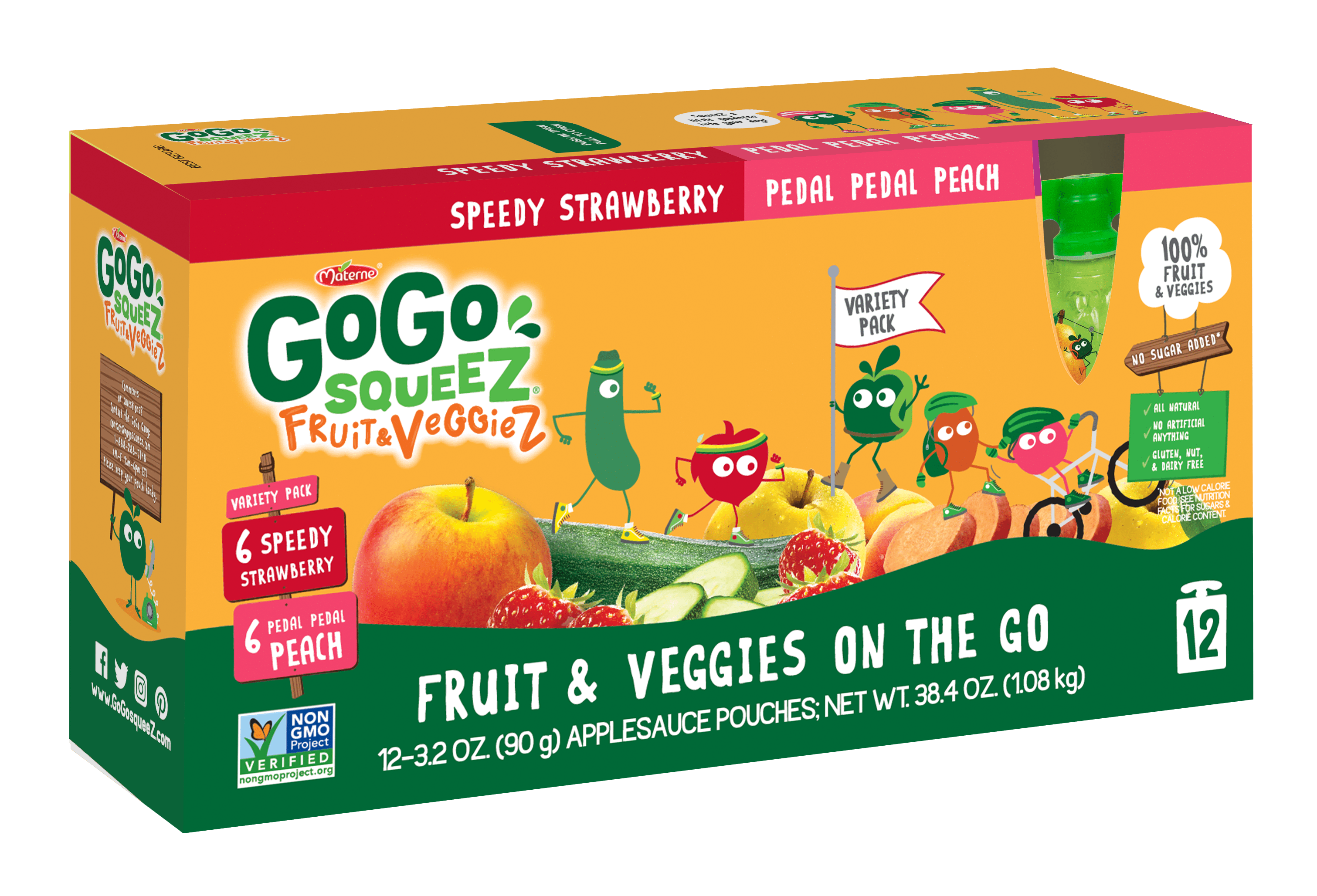 Gogo Squeez Applesauce, Fruit & Veggies On The Go, Variety Pack, Fruit & Veggiez, 12 Pack, Box ...