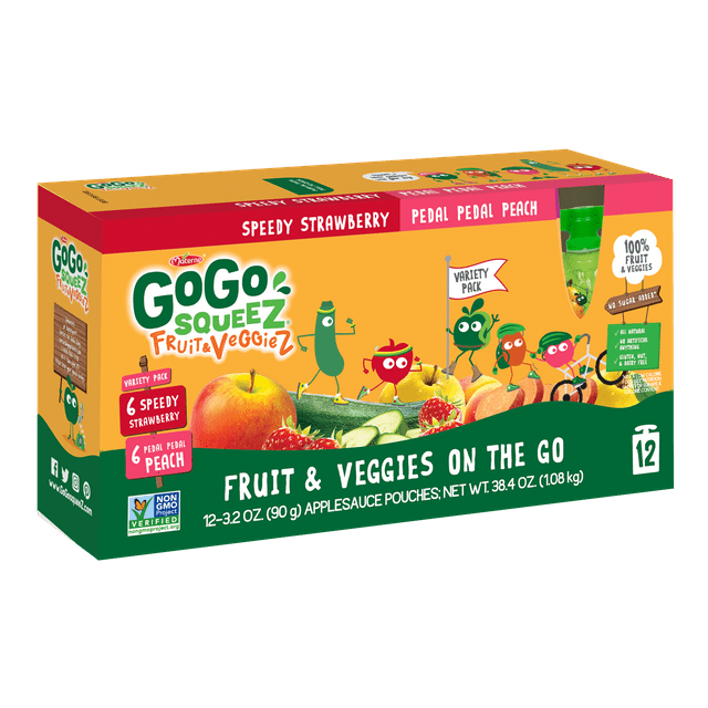Gogo Squeez Applesauce, Fruit & Veggies On The Go, Variety Pack, Fruit & Veggiez, 12 Pack, Box ...