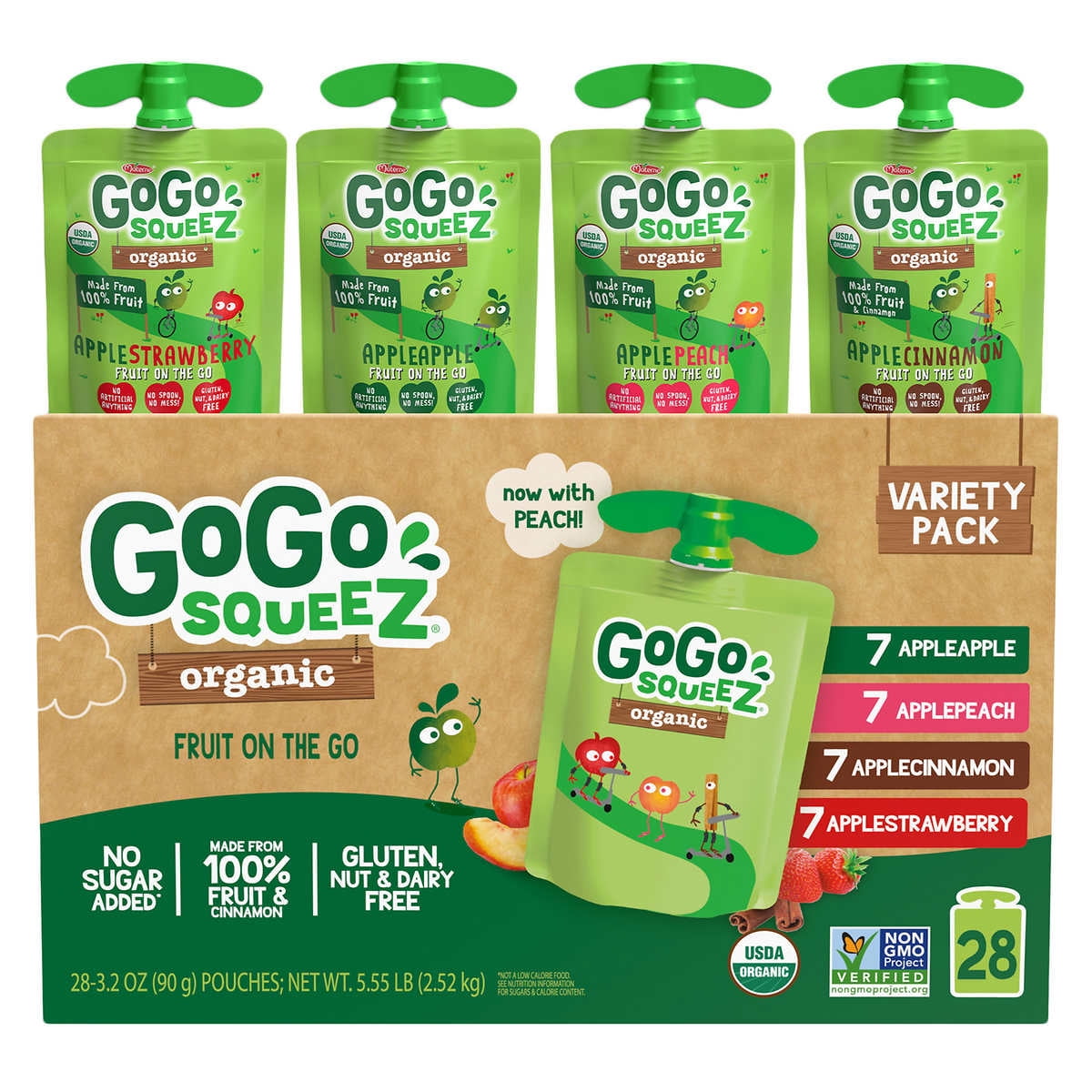 GoGo SqueeZ Organic Applesauce Variety Pack 3.2 Ounce (28 Count ...