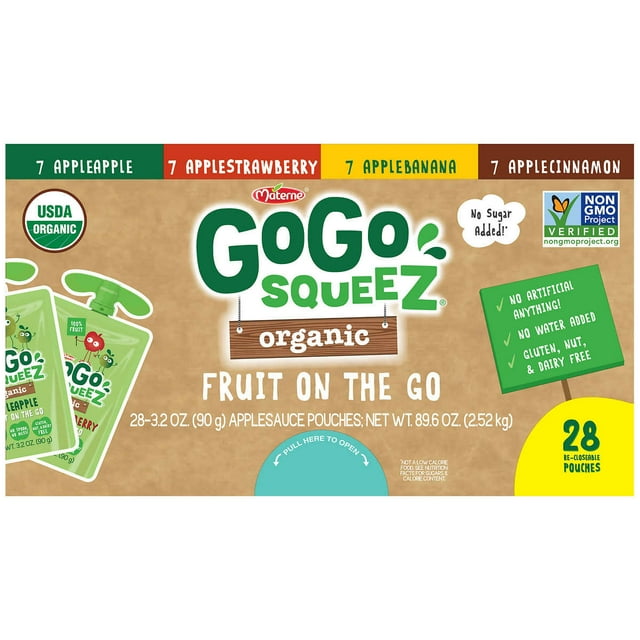 GoGo SqueeZ Organic Applesauce Snack Sauce, Variety Pack - Strawberry ...