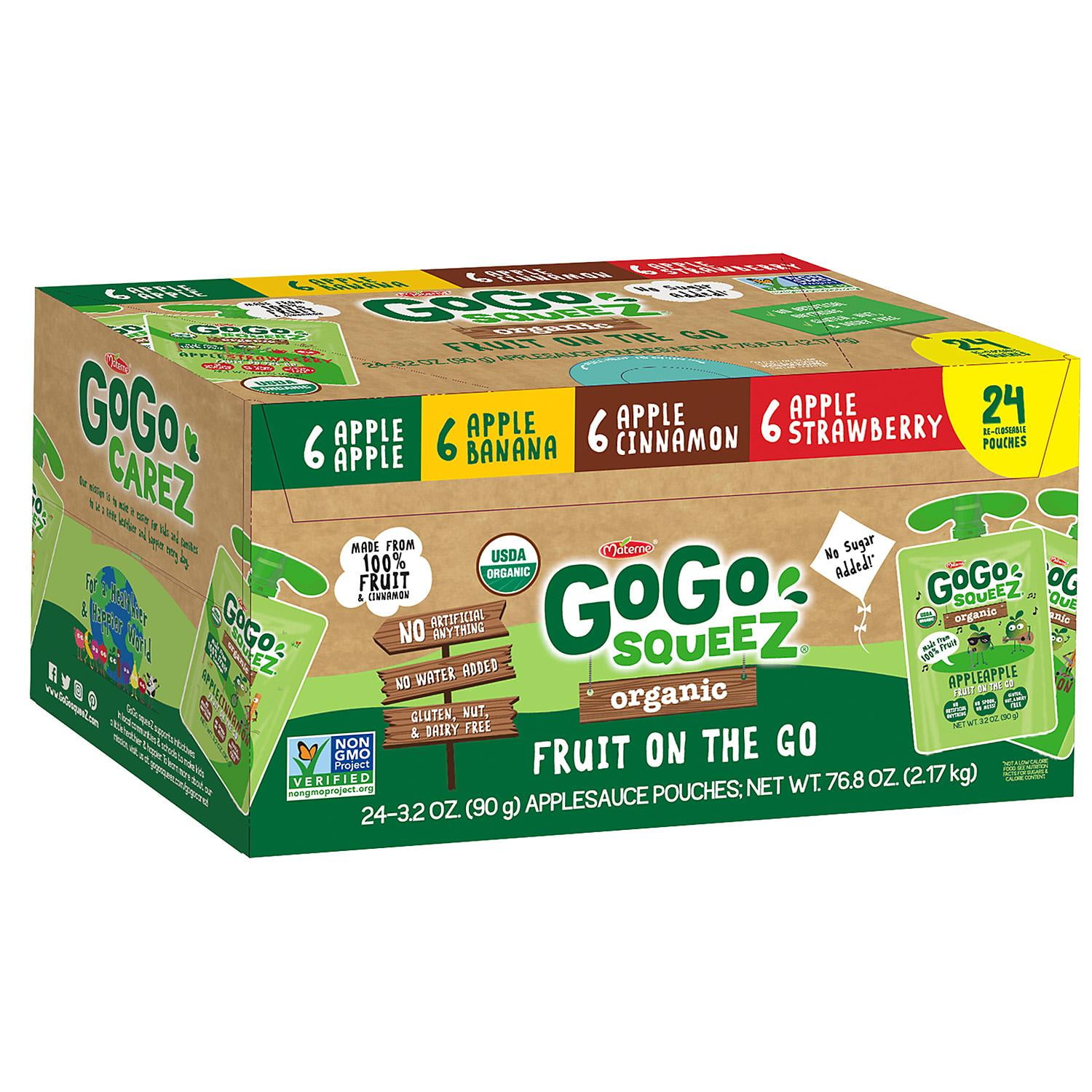 GoGo SqueeZ Organic Variety pack (3.2 Ounce, 24 Count) - Walmart.com