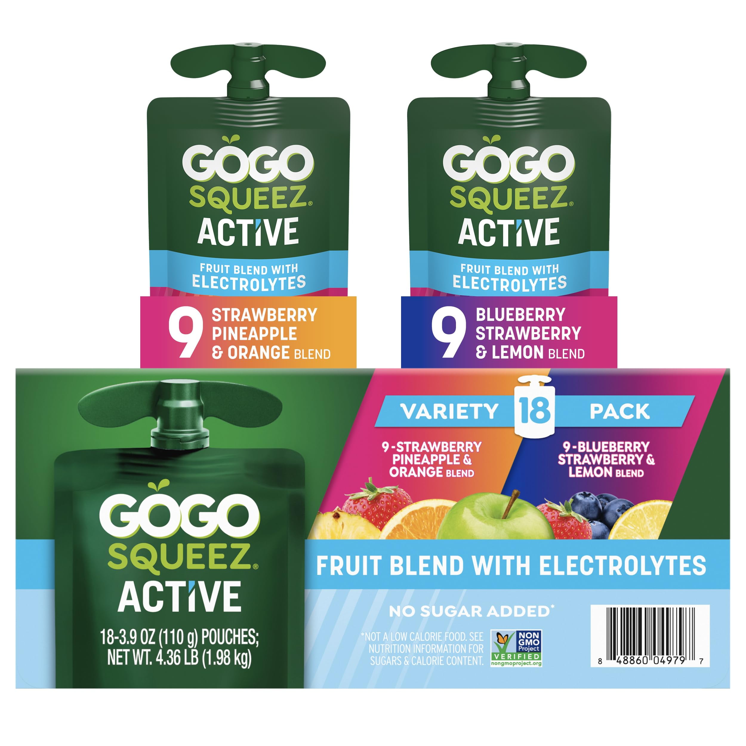 GoGo squeeZ Active Fruit Blend with Electrolytes | 18-Count Variety ...