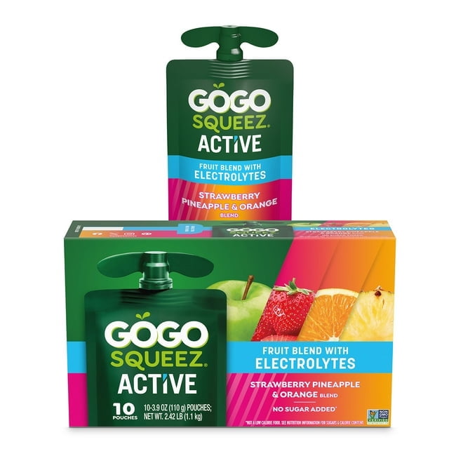 GoGo squeeZ Active Fruit Blend with Electrolytes, Strawberry Pineapple ...