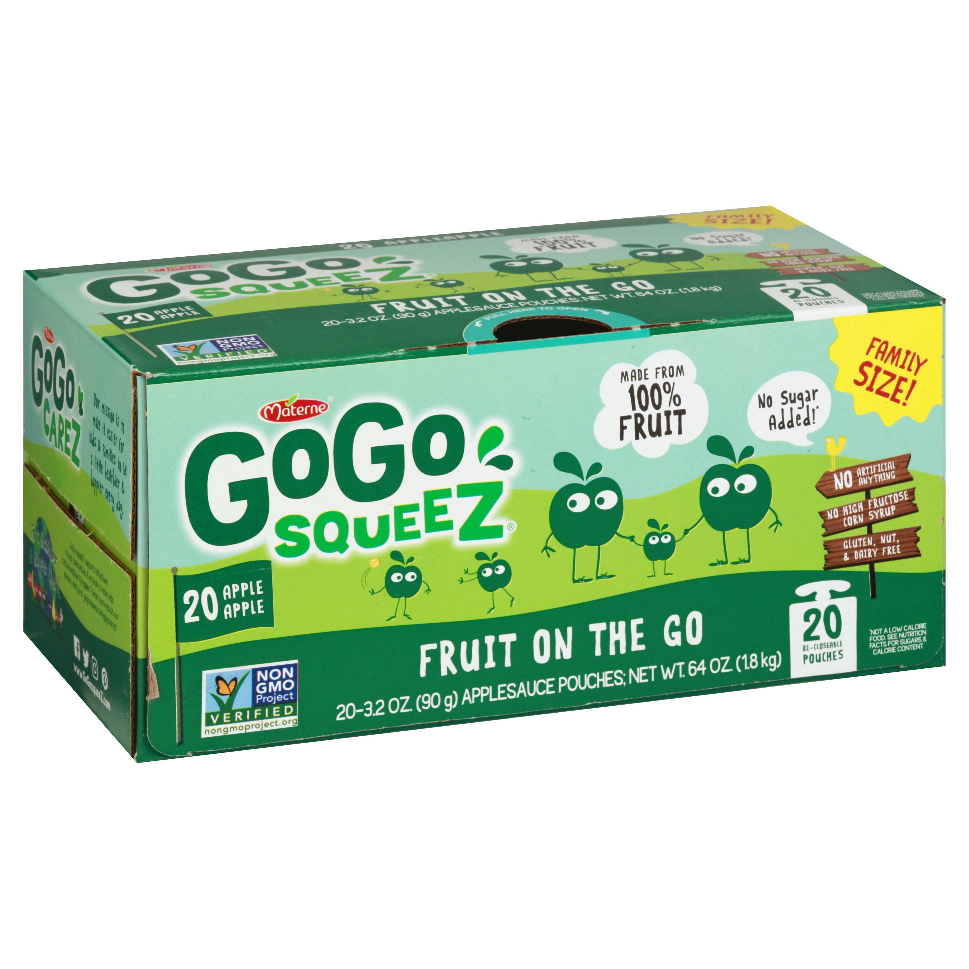GoGo squeeZ Apple Apple Applesauce Pouches - 20 ct Package May Vary - Walmart.com