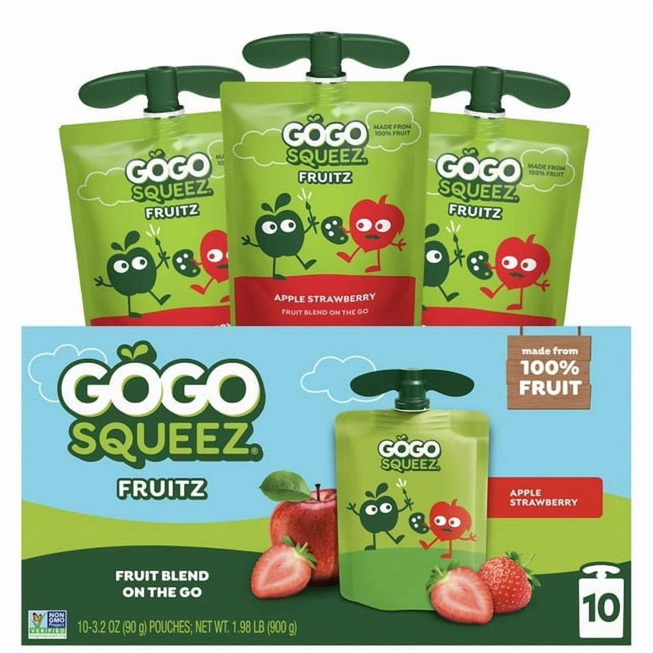 GoGo squeeZ Applesauce & Fruit Puree, Apple Strawberry Pouches, 3.2 oz ...