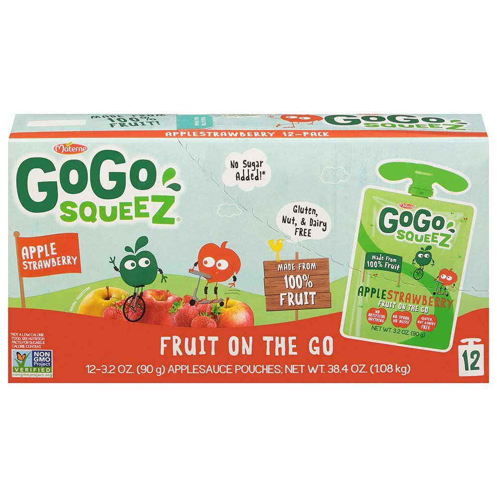 GoGo squeeZ Applesauce Pouches - Apple & Strawberry - 12 ct - Walmart.com