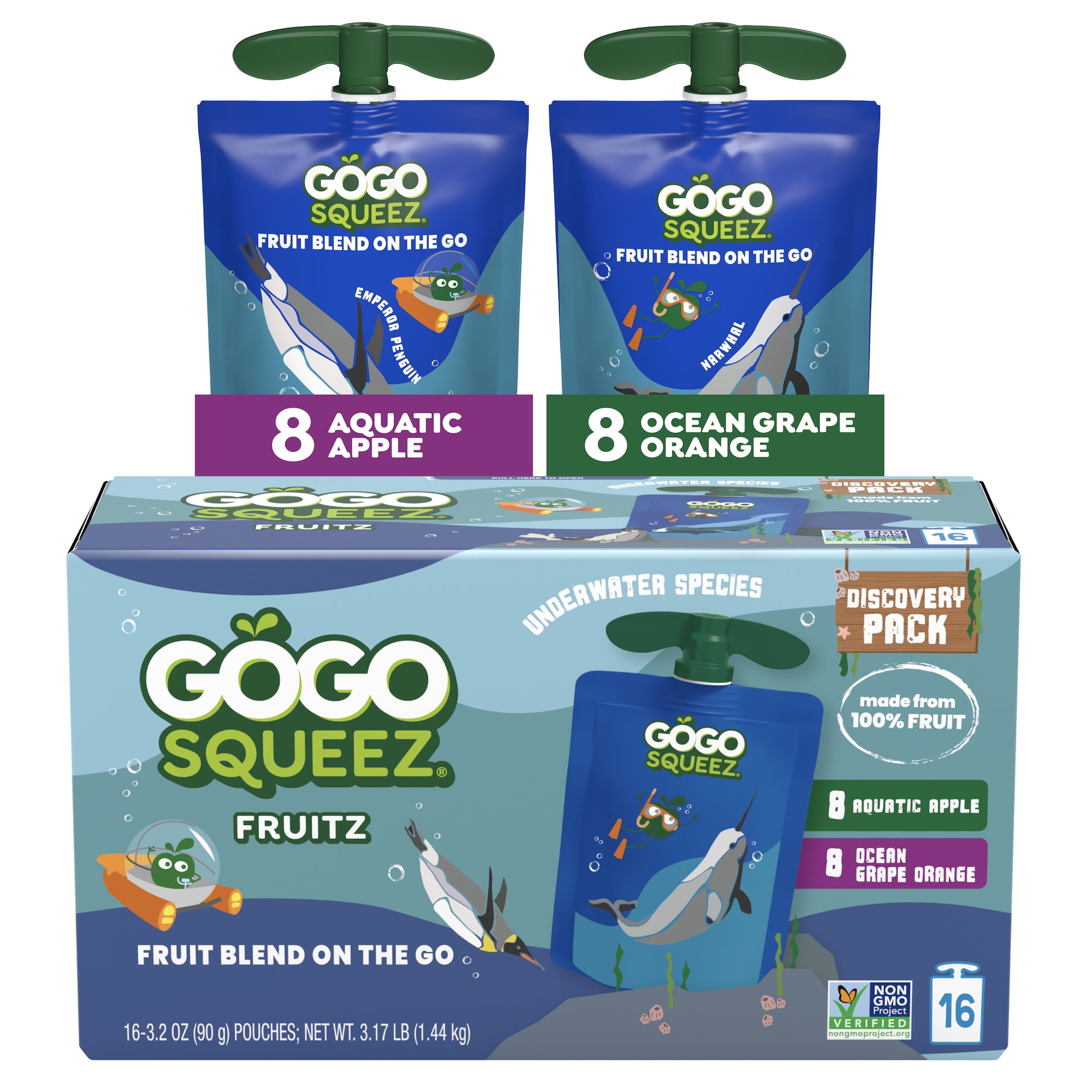 GoGo squeeZ No Sugar Added Apple Grape Orange Applesauce Variety ...