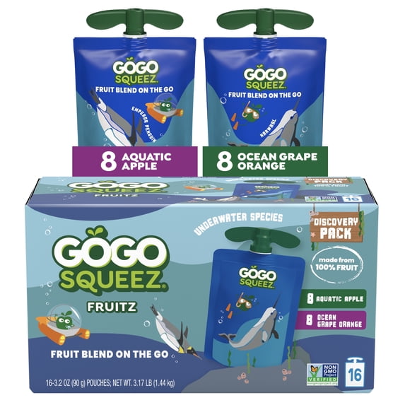 GoGo squeeZ No Sugar Added Apple Grape Orange Applesauce Variety ...