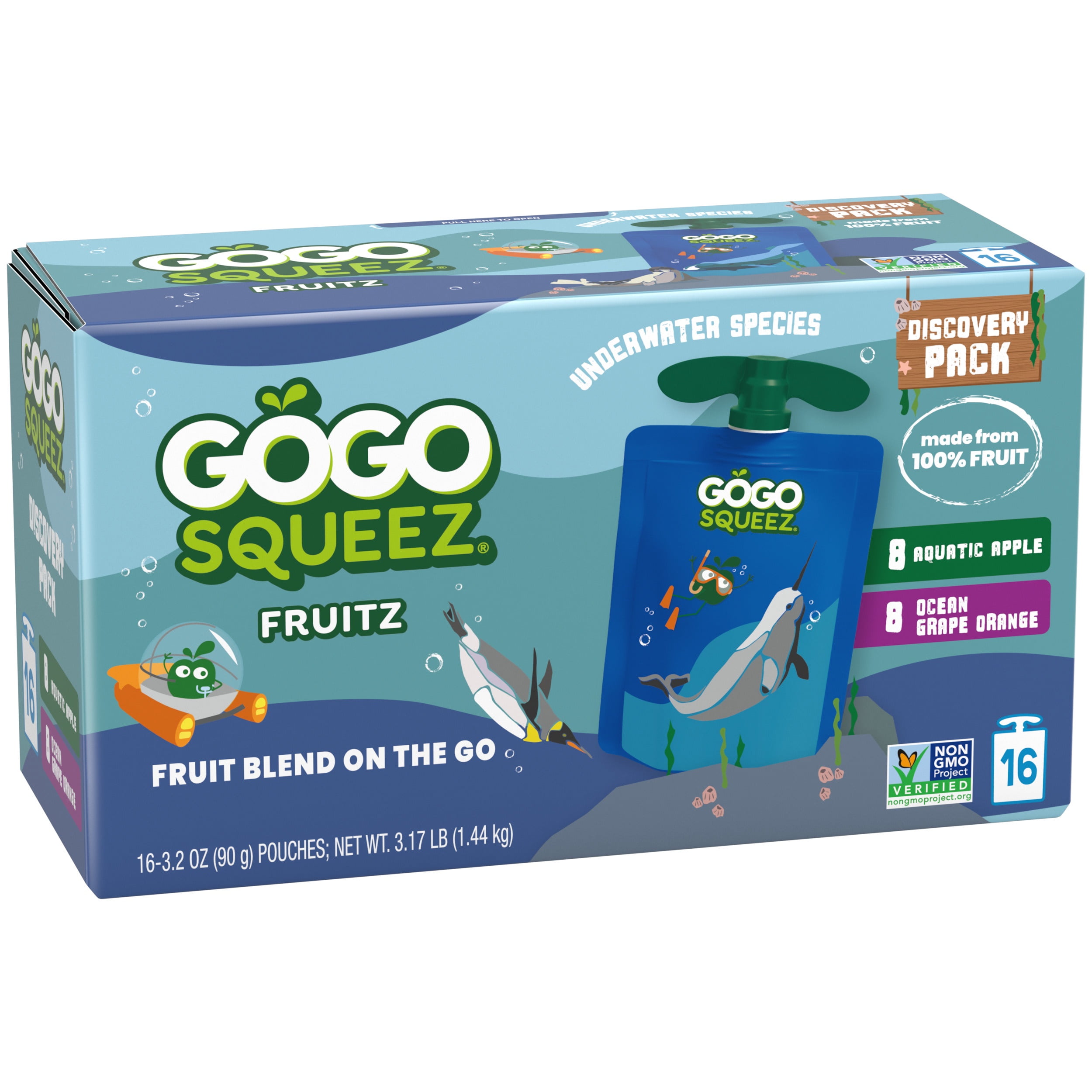 GoGo squeeZ Applesauce and Fruit Puree Discovery Pack, Aquatic Apple ...