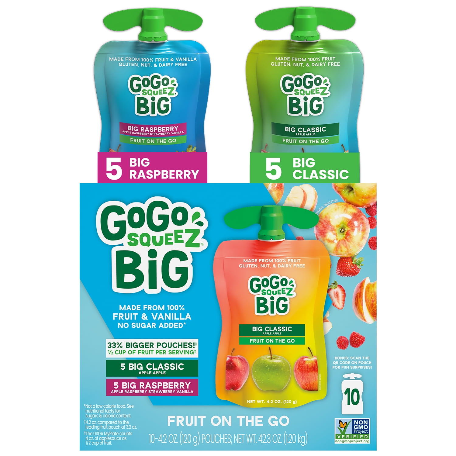 GoGo squeeZ BIG Applesauce and Fruit Puree with Vanilla Variety Pack ...