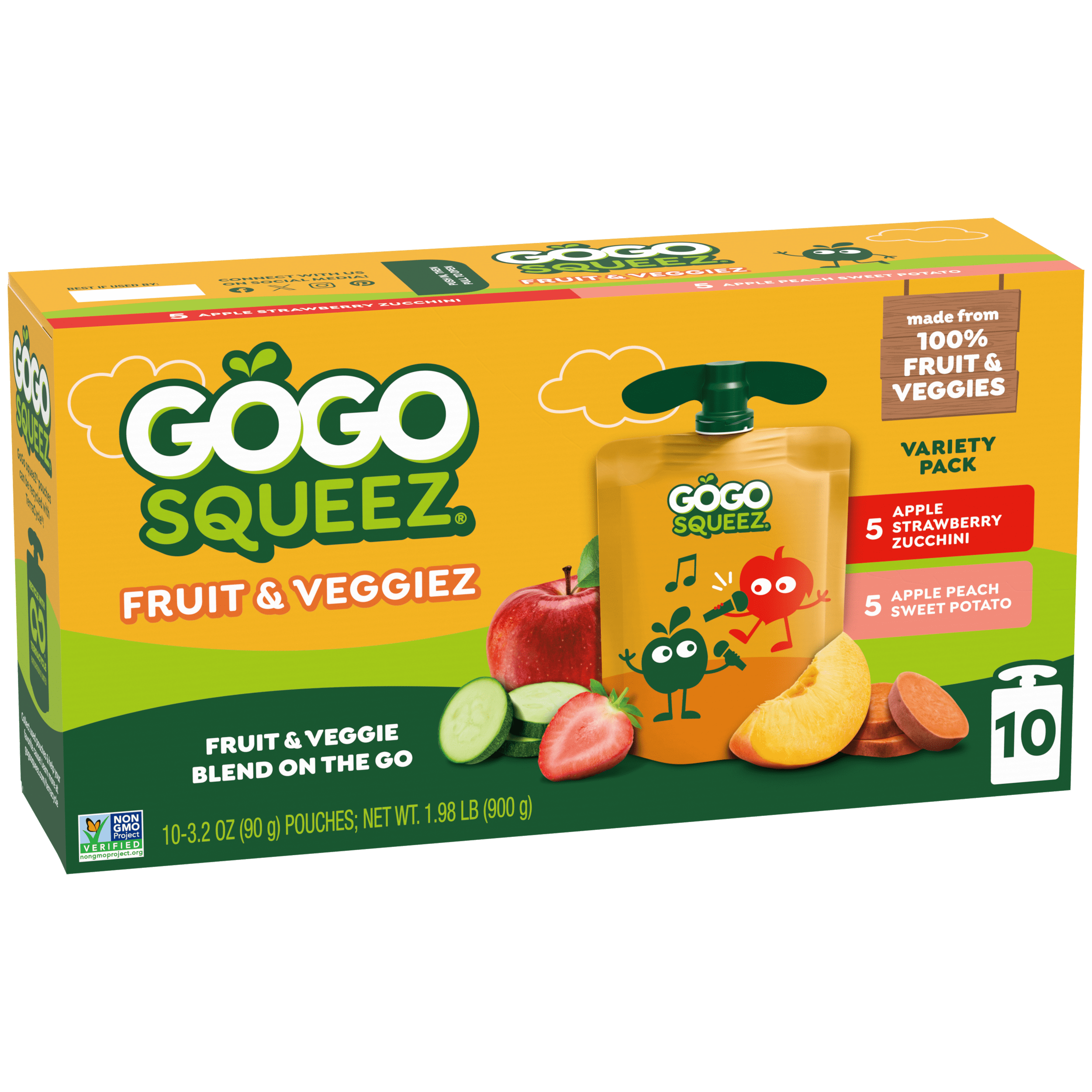 GoGo squeeZ Fruit & veggieZ Applesauce and Puree Variety Pack, Pedal ...