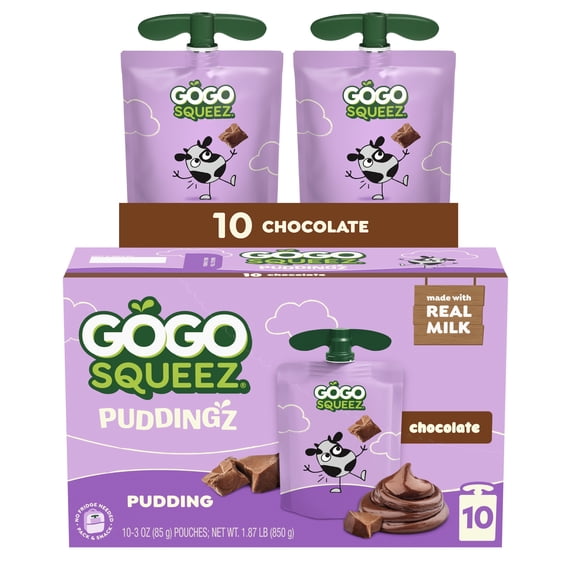 GoGo squeeZ Puddingz On-the-Go Chocolate Pudding Snack Pouches, 3 oz ...