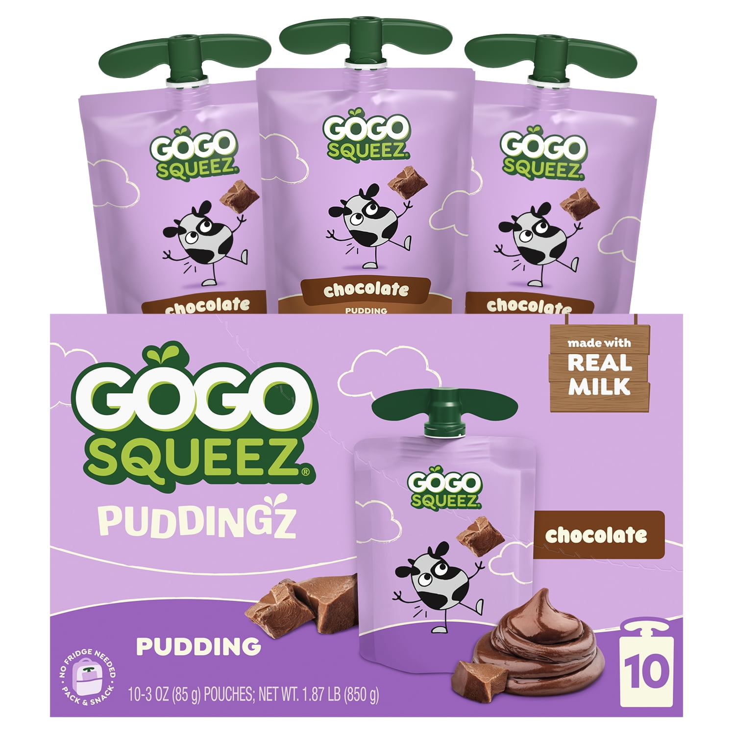 GoGo squeeZ PuddingZ Chocolate Snack Pudding On-the-Go Pouches, 3 oz ...