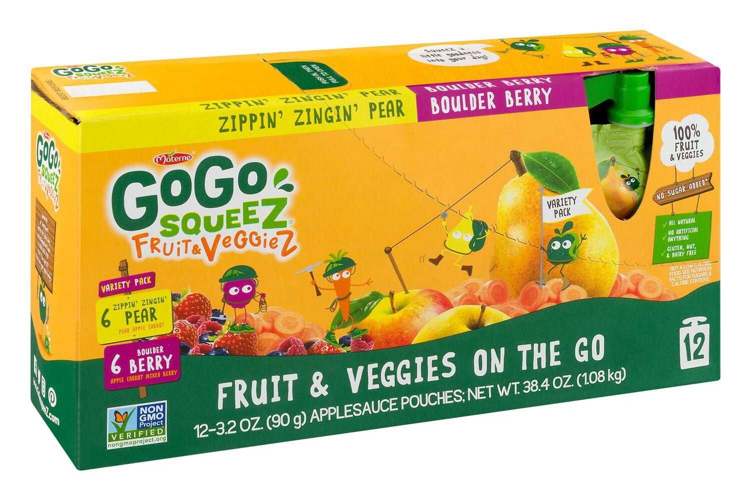 GoGo squeeZ fruit &veggieZ Pouches Variety Pack (Apple Pear, Apple ...