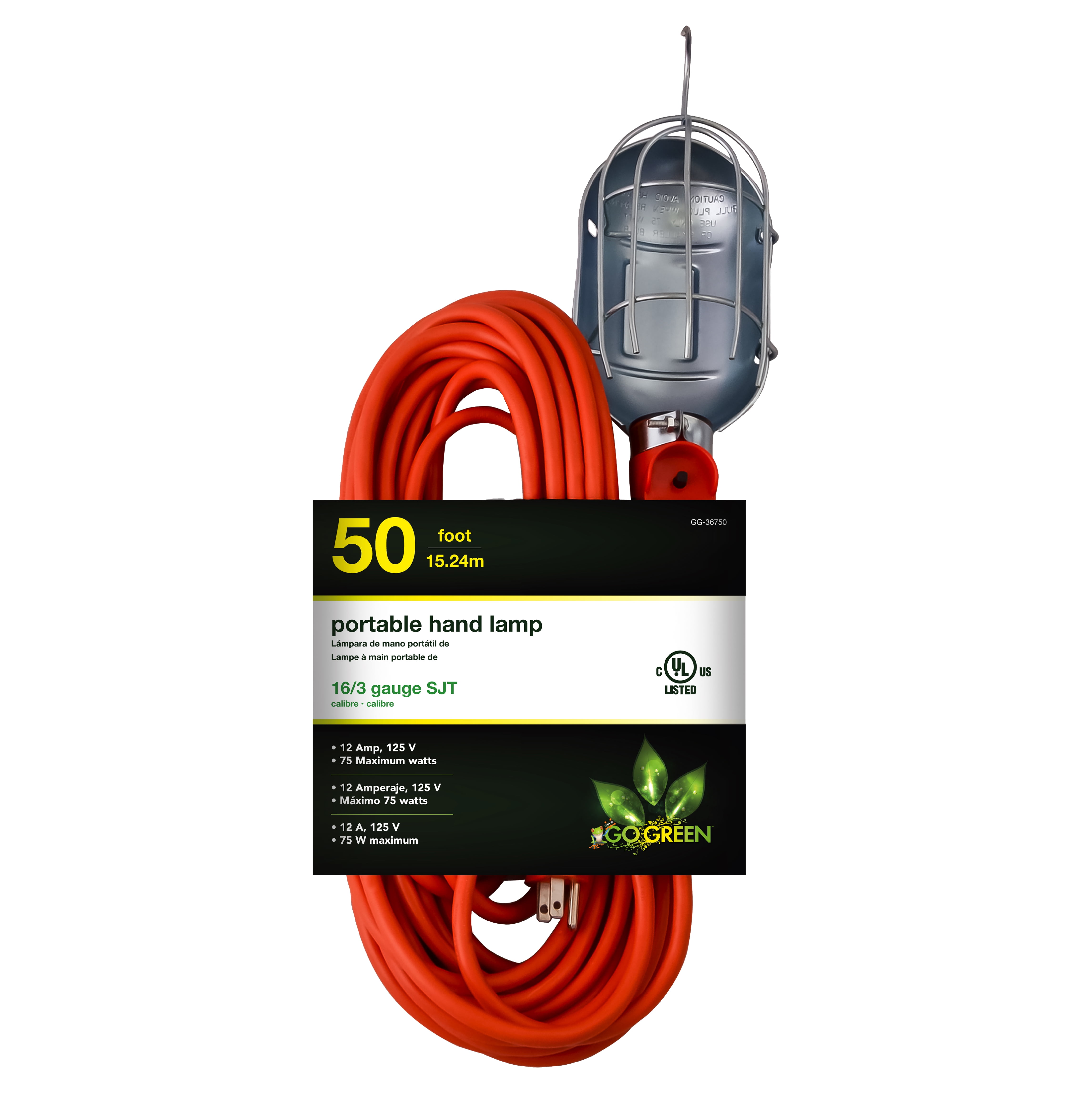 GoGreen Power 16/3 50' Portable Hand Lamp - Metal Cage - Walmart.com