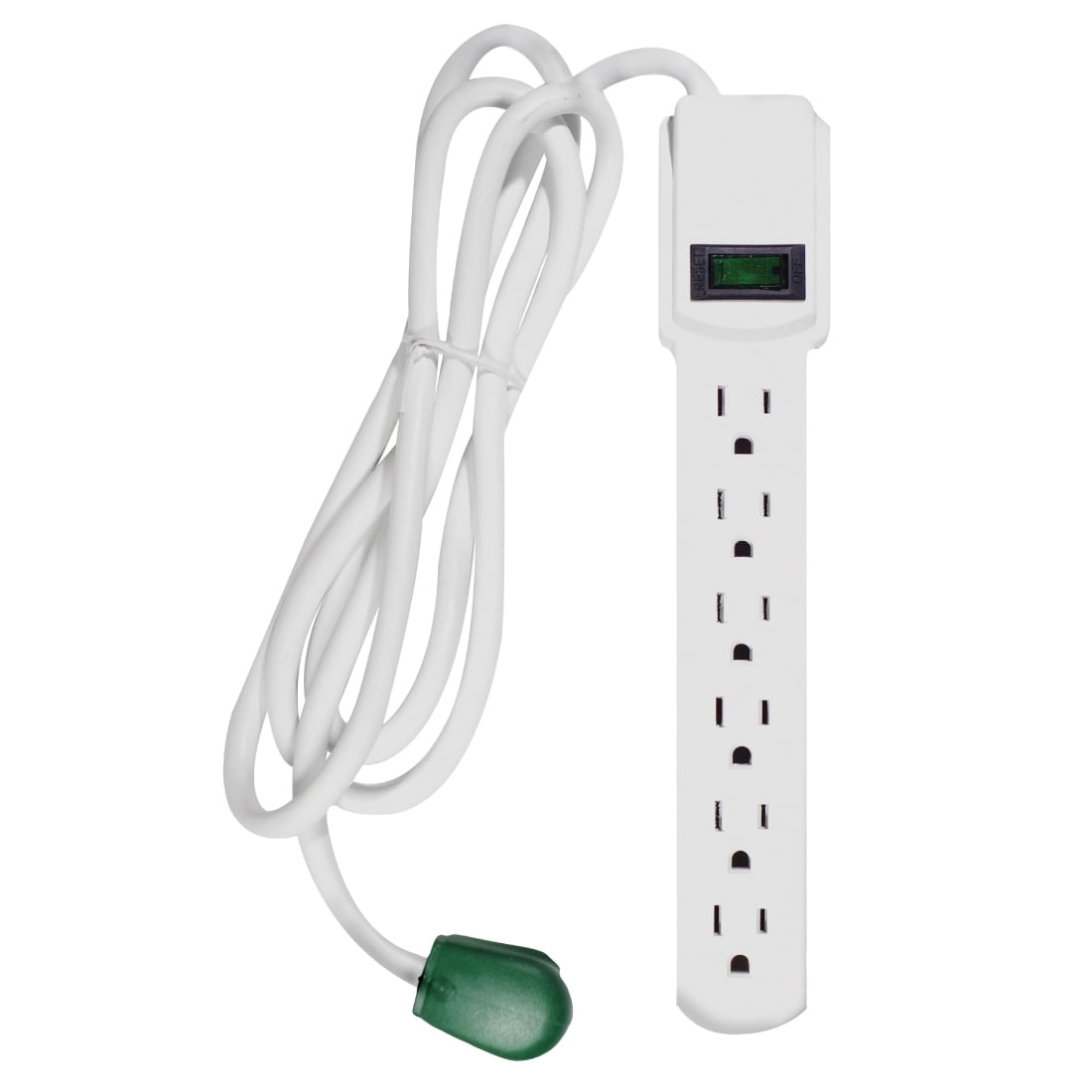 GoGreen Power 16106MS 6-Outlet Surge Protector, 6' Cord, White ...