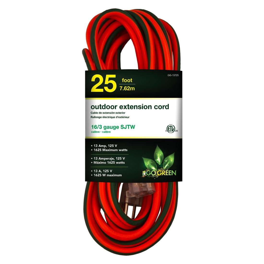 GoGreen Power 16/3 13725 25' Heavy-Duty Extension Cord, Lighted End ...