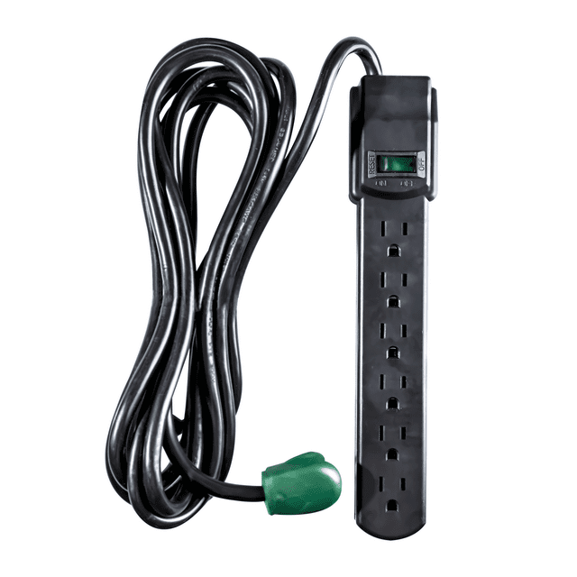 GoGreen Power (GG-16103M-12BK) 6 Outlet Surge Protector, 250 Joules ...