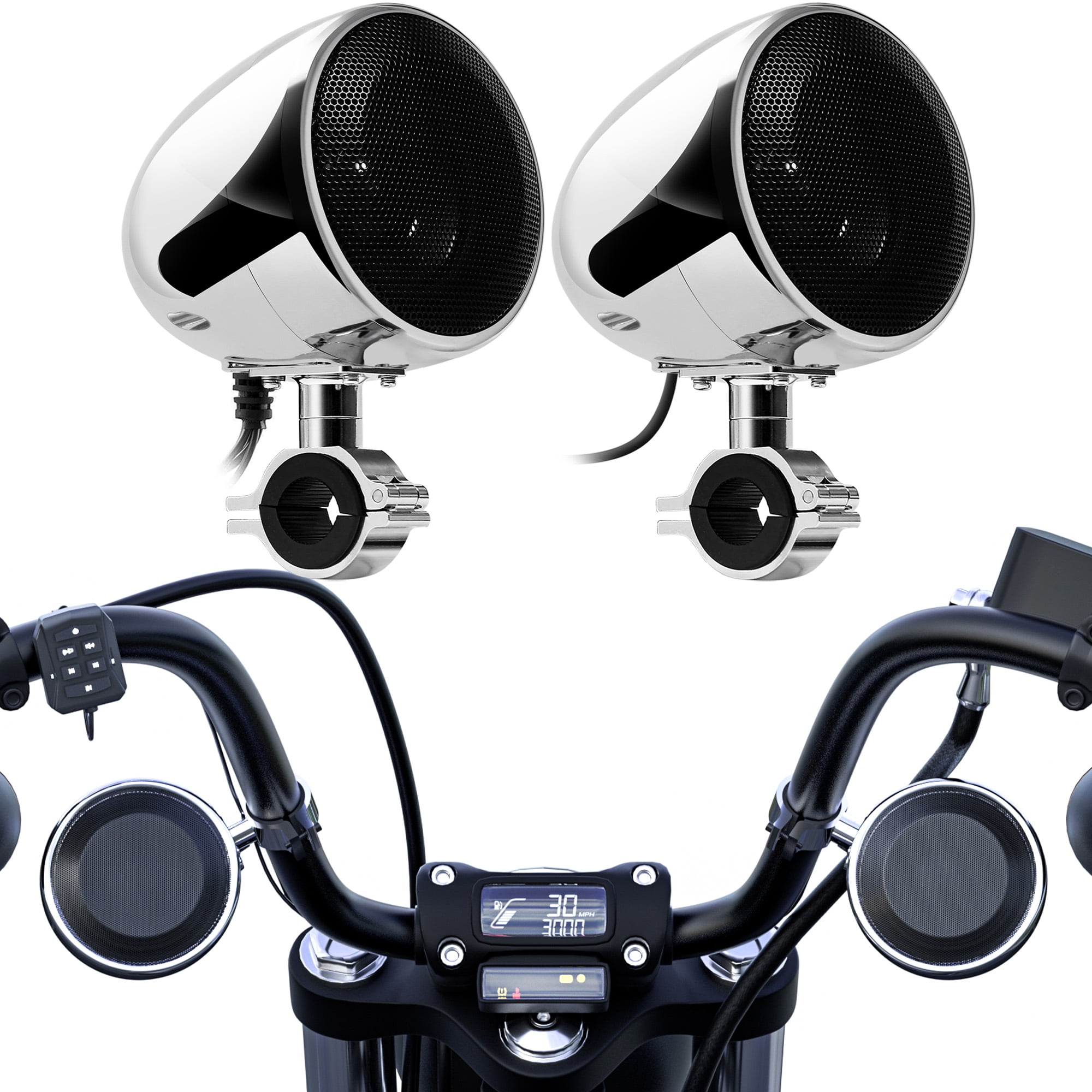 GoHawk AN4 All-in-One Built-in Amplifier 4" Waterproof Bluetooth ...