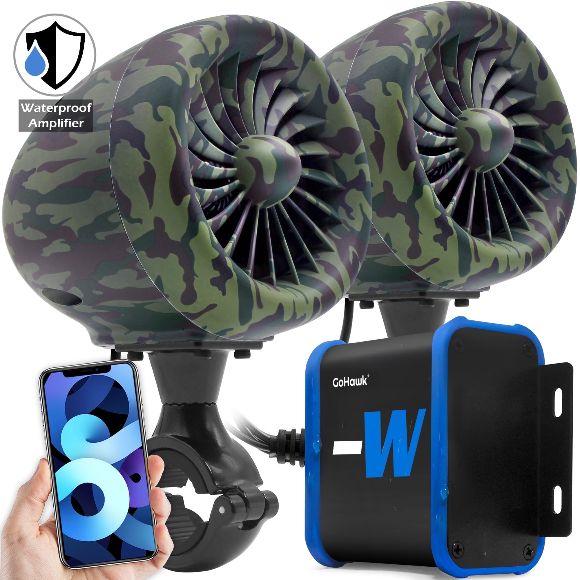 GoHawk TJ4-W Waterproof Amplifier 4" Motorcycle Bluetooth Stereo ...