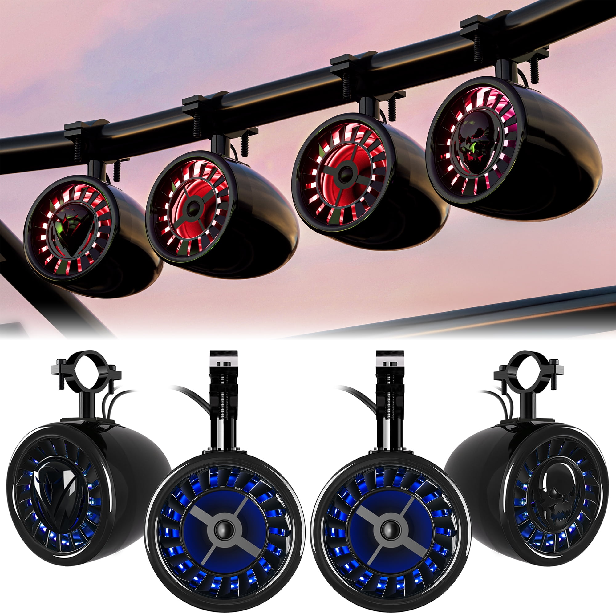 GoHawk TL54-Titan 4.1-Channel Amplifier 5" LED Waterproof Bluetooth UTV ...