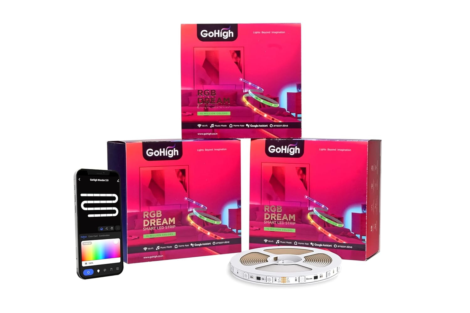 GoHigh Dream RGB LED Strip Lights 12 Volts Smart MultiColor Sync with ...