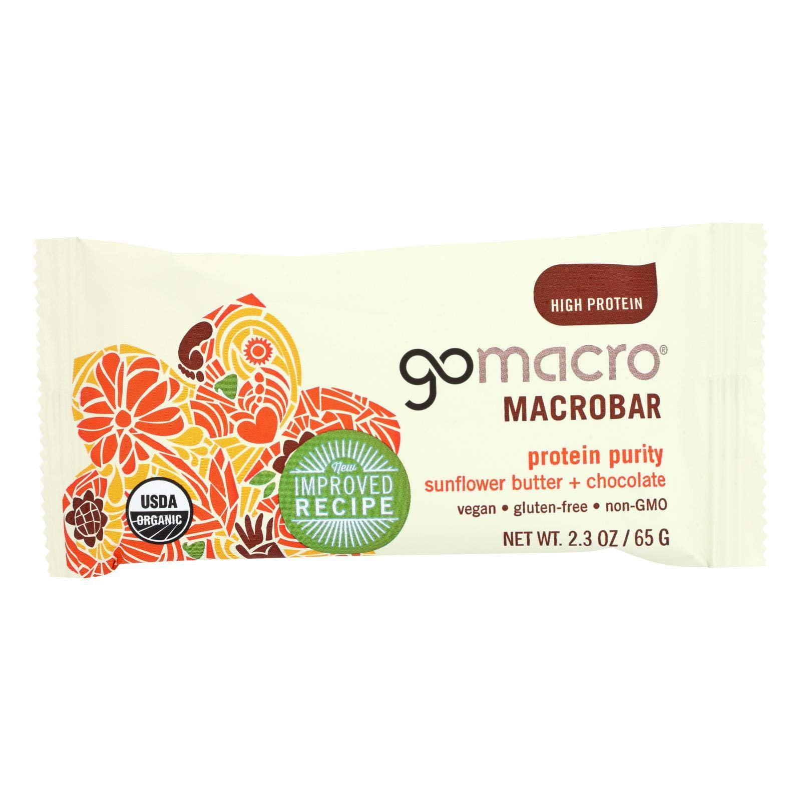 GoMacro Organic Macrobar, Sunflower Butter and Chocolate, Nut-Free, 10g ...