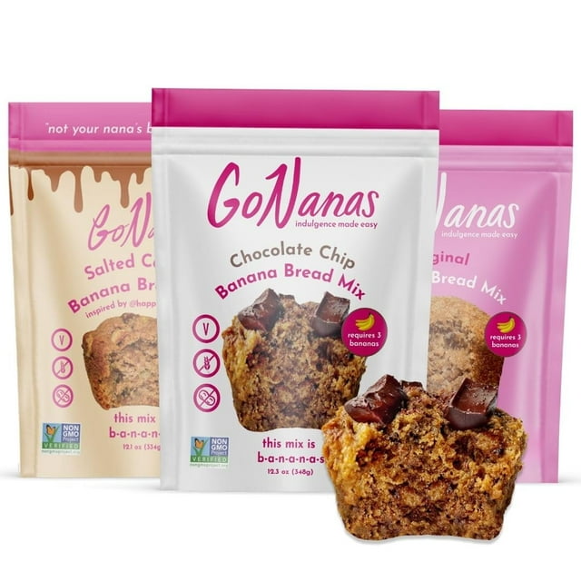 GoNanas Banana Bread Mix YPF5 Variety Pack. Vegan, Gluten Healthy ...