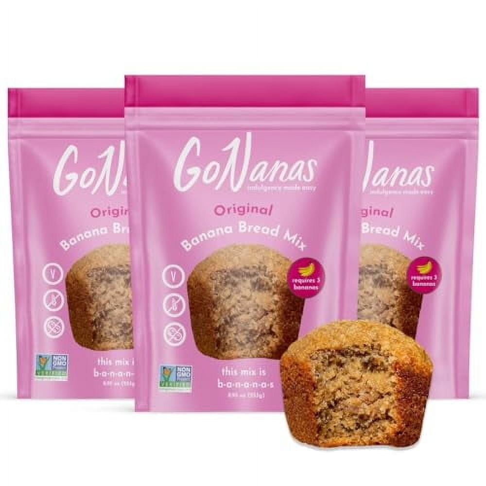 GoNanas Original Oat Flour SBF3 Banana Bread Mix, Suitable Plant Based ...