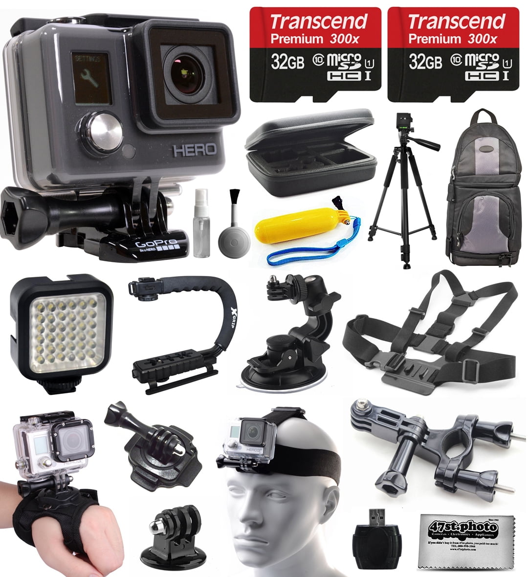 GoPro HD HERO Waterproof Action Camera Camcorder (CHDHA-301) with 64GB ...