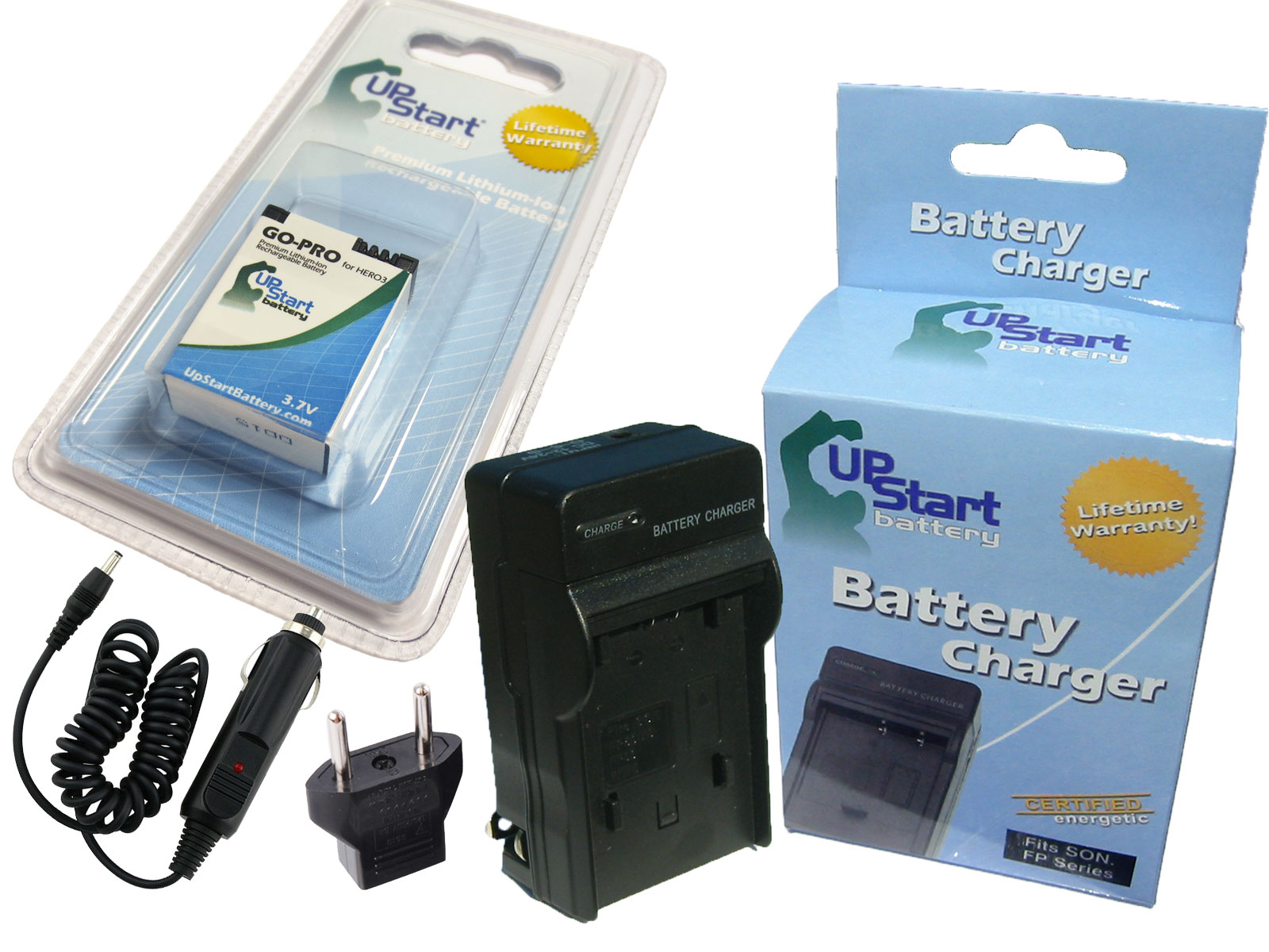 GoPro HD Hero3+ Silver Edition Battery and Charger with Car Plug and EU ...