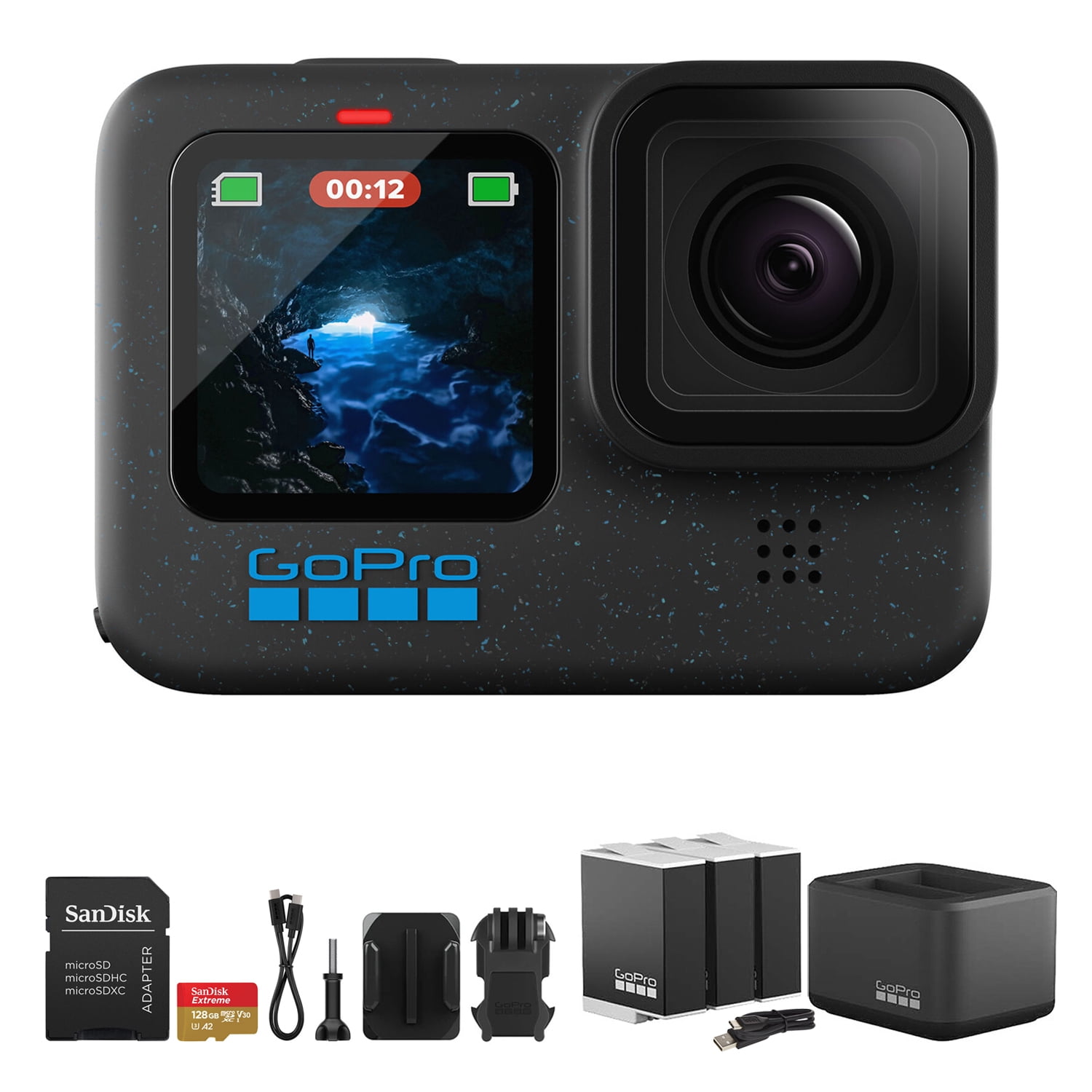 GoPro HERO12 Black,5.3K60 Video+2 1720mAh Enduro Batteries+128GB ...