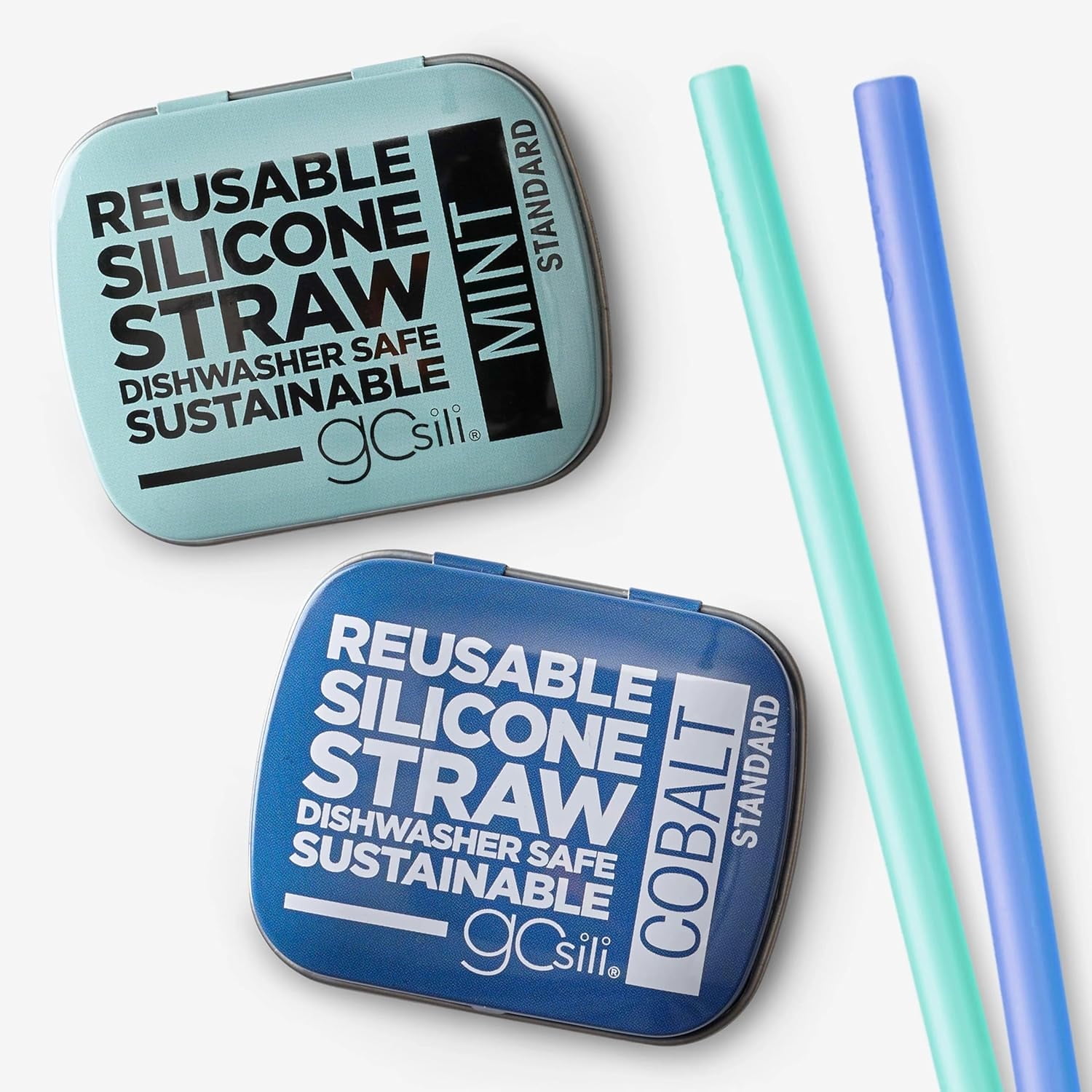 GoSili Reusable Silicone Travel Straws with Case, Flexible Collapsible ...