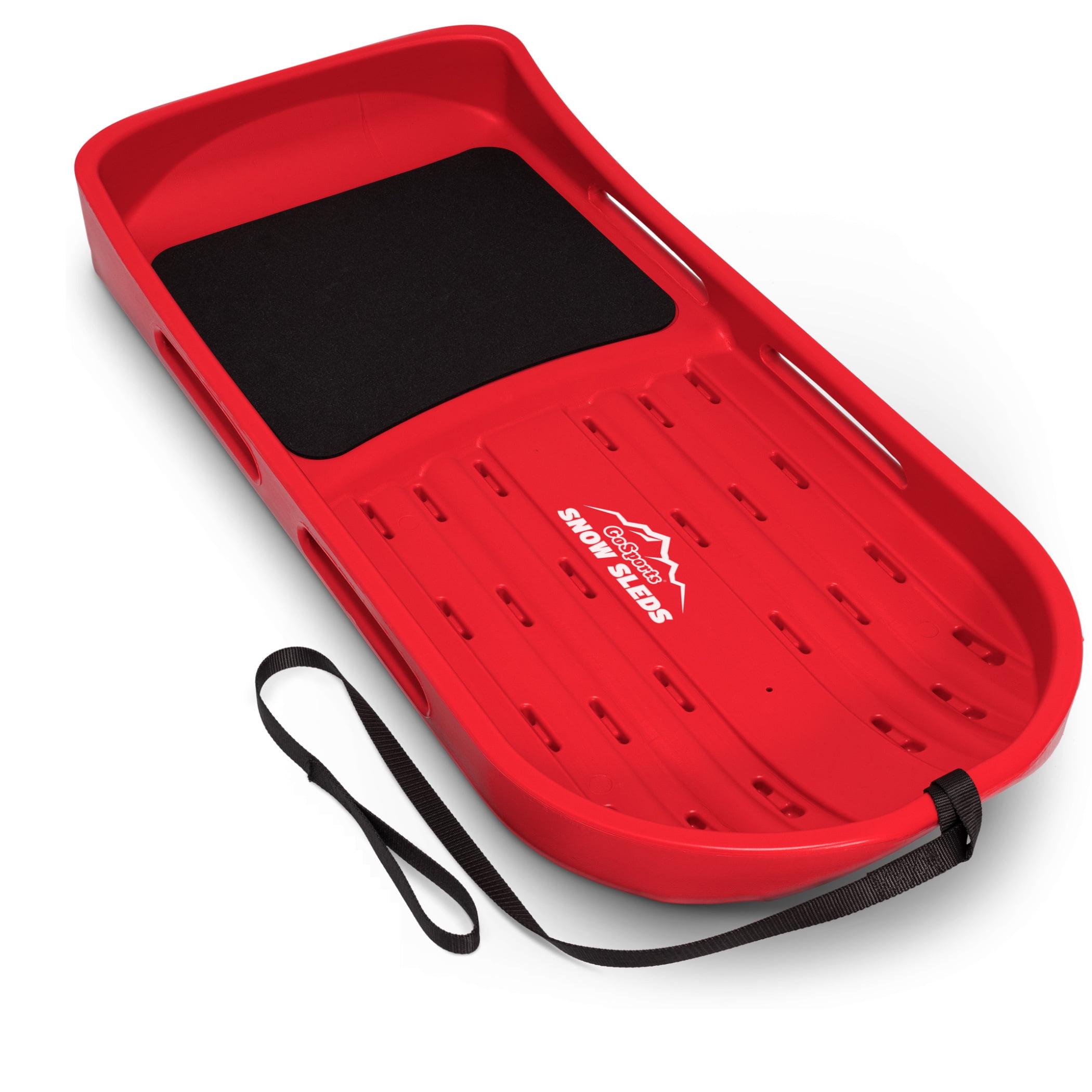 GoSports 2-Person Red Snow Sled with Pull Strap, Padded Seat, Durable ...