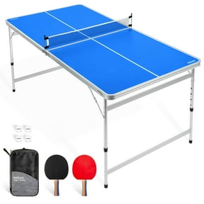 KATIDAP Mid-Size Indoor/Outdoor Ping Pong Table Set - Portable with Net ...