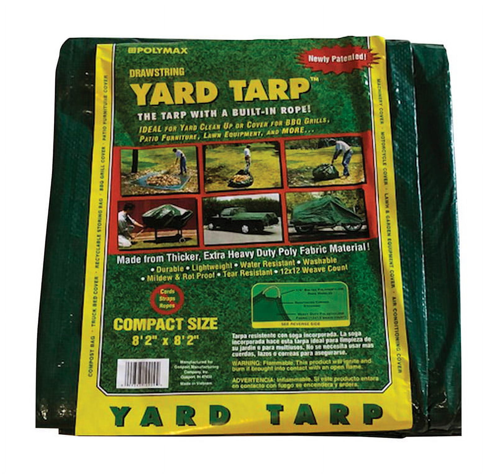 GoSports 8.13 ft. x 8.13 ft. Heavy Duty Polyethylene Yard Tarp Green ...