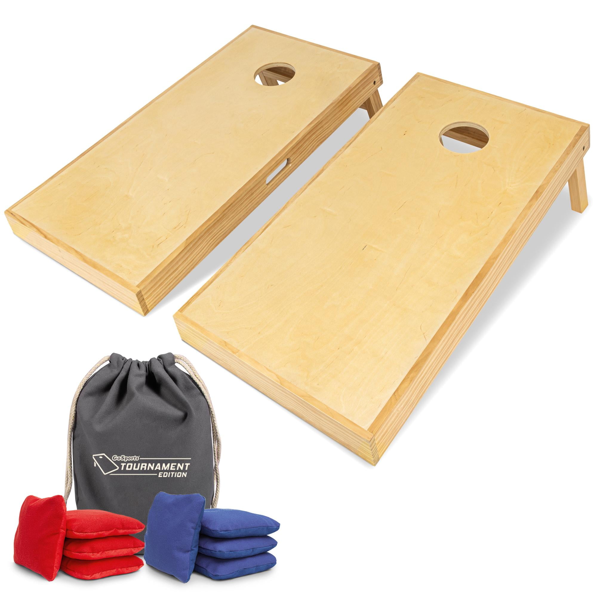 GoSports 4ft x 2ft Solid Wood Cornhole Set - Commercial Grade, Includes ...