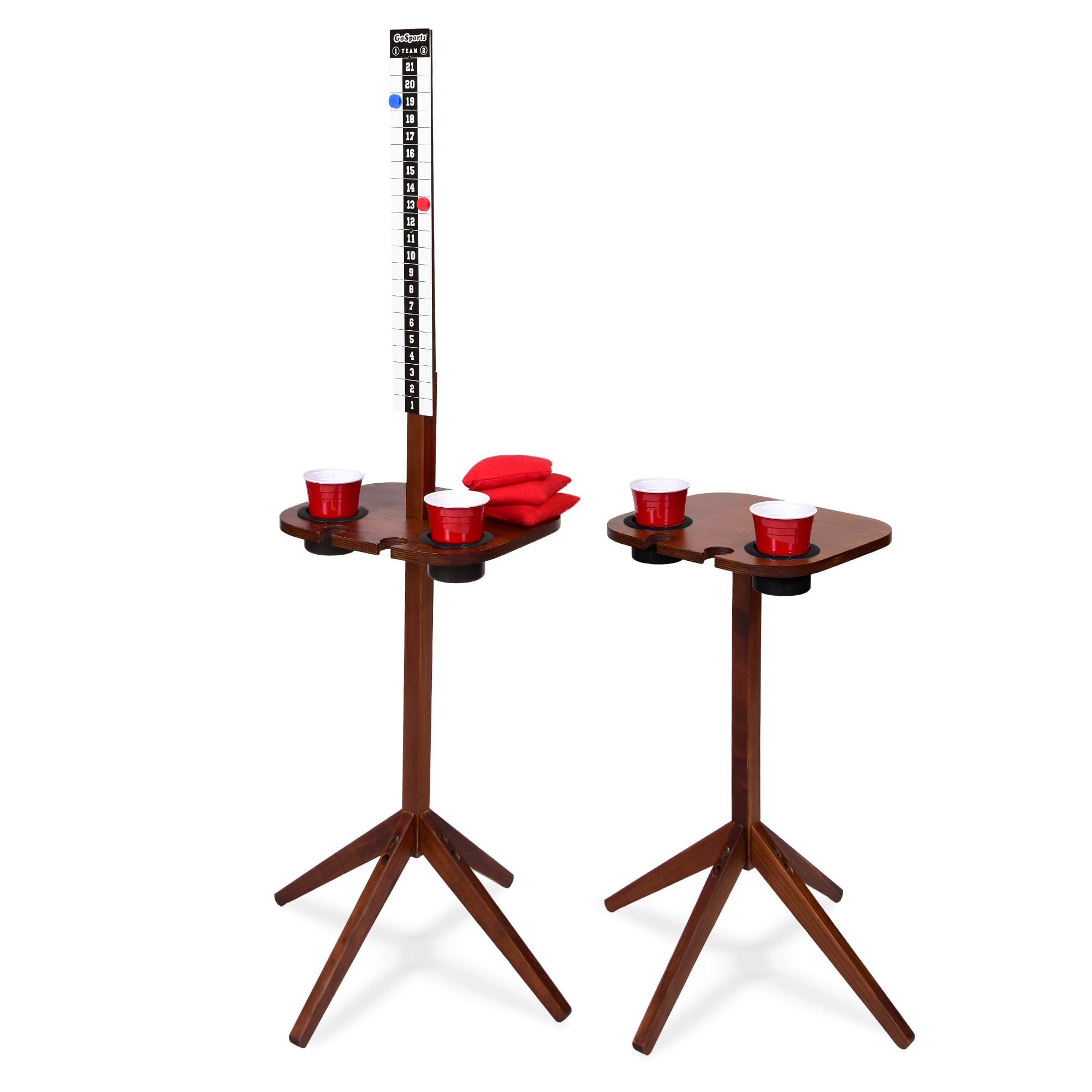 GoSports Dark Stain ScoreCaddy Outdoor Game Score Keeper & Drink Stand ...