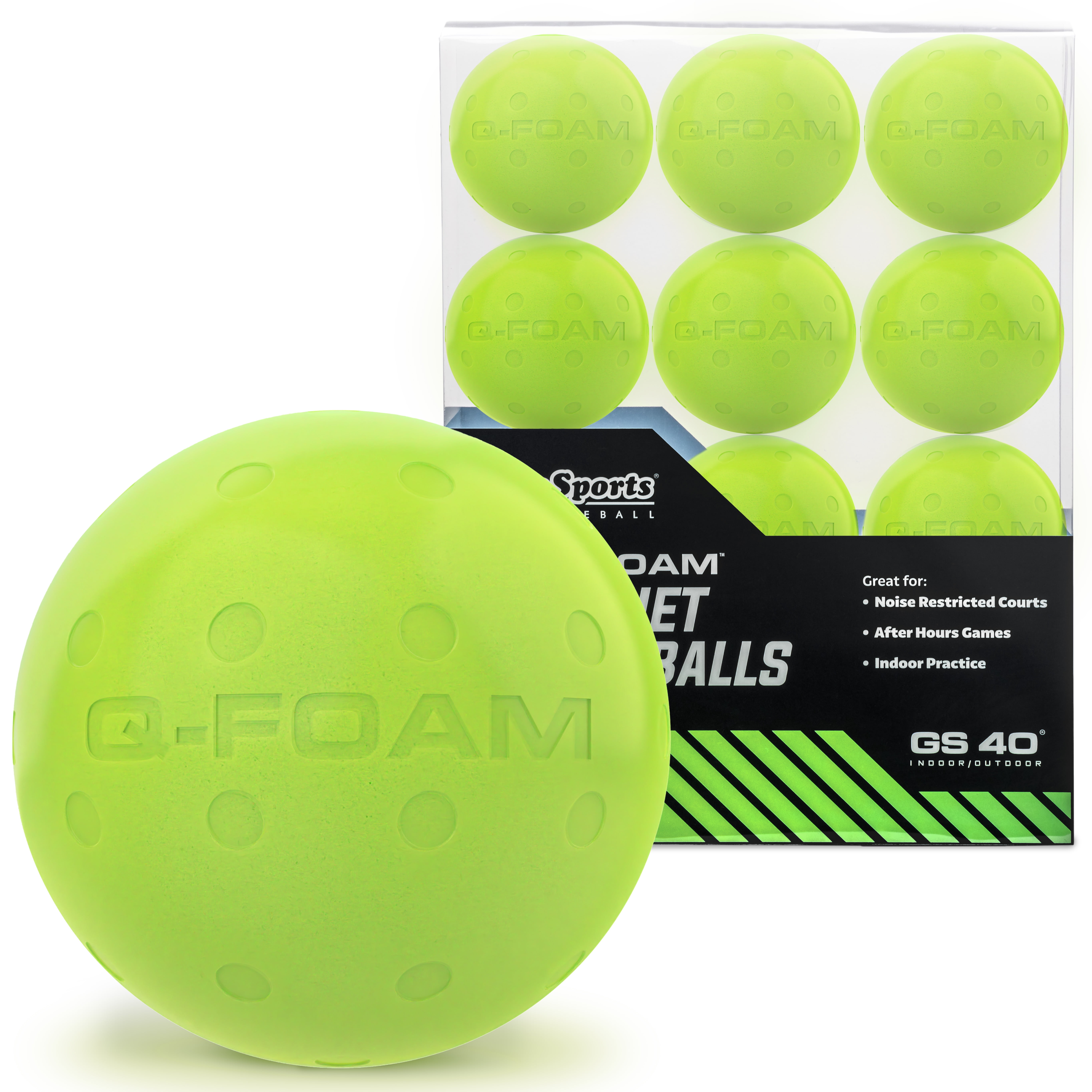 GoSports GS 40 Q-Foam Pickleballs - Quiet Foam Balls for Indoor or ...
