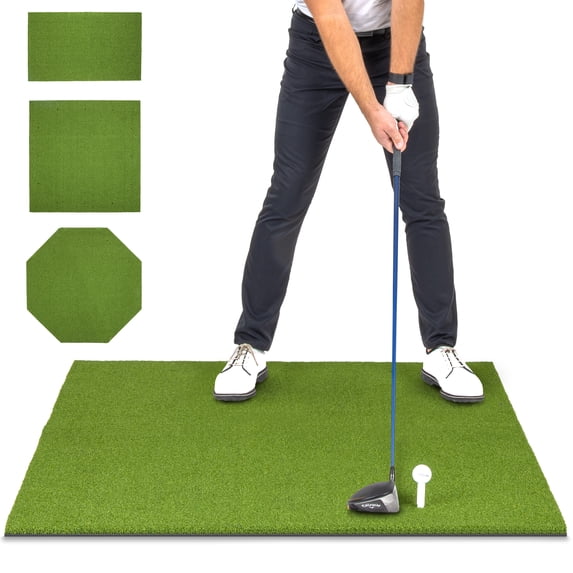 GoSports Golf Practice Hitting Mat 5x4 | Indoor/Outdoor Use, Includes 3 ...