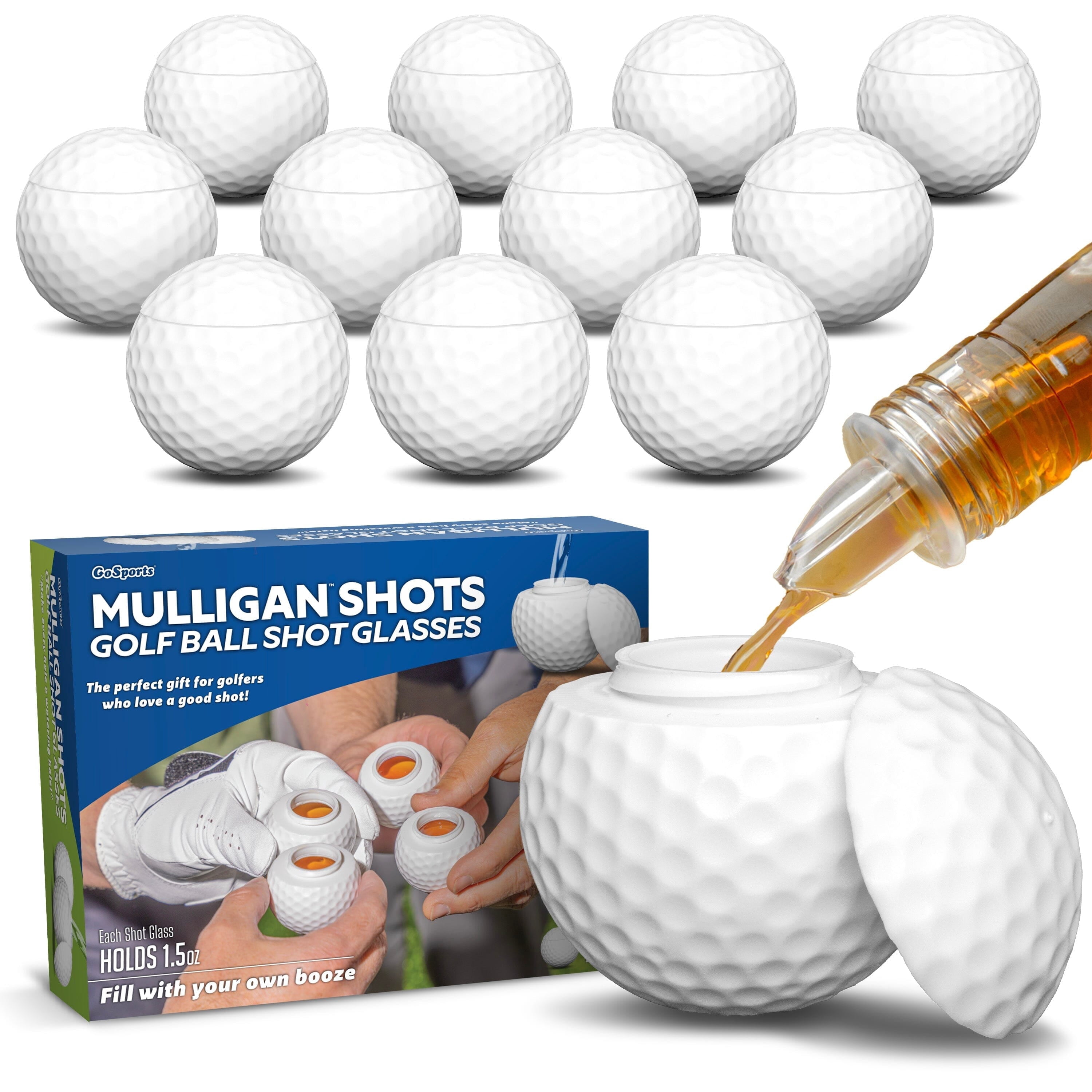 GoSports Mulligan Shots Golf Ball Shot Glasses with Lids - 12 Pack ...