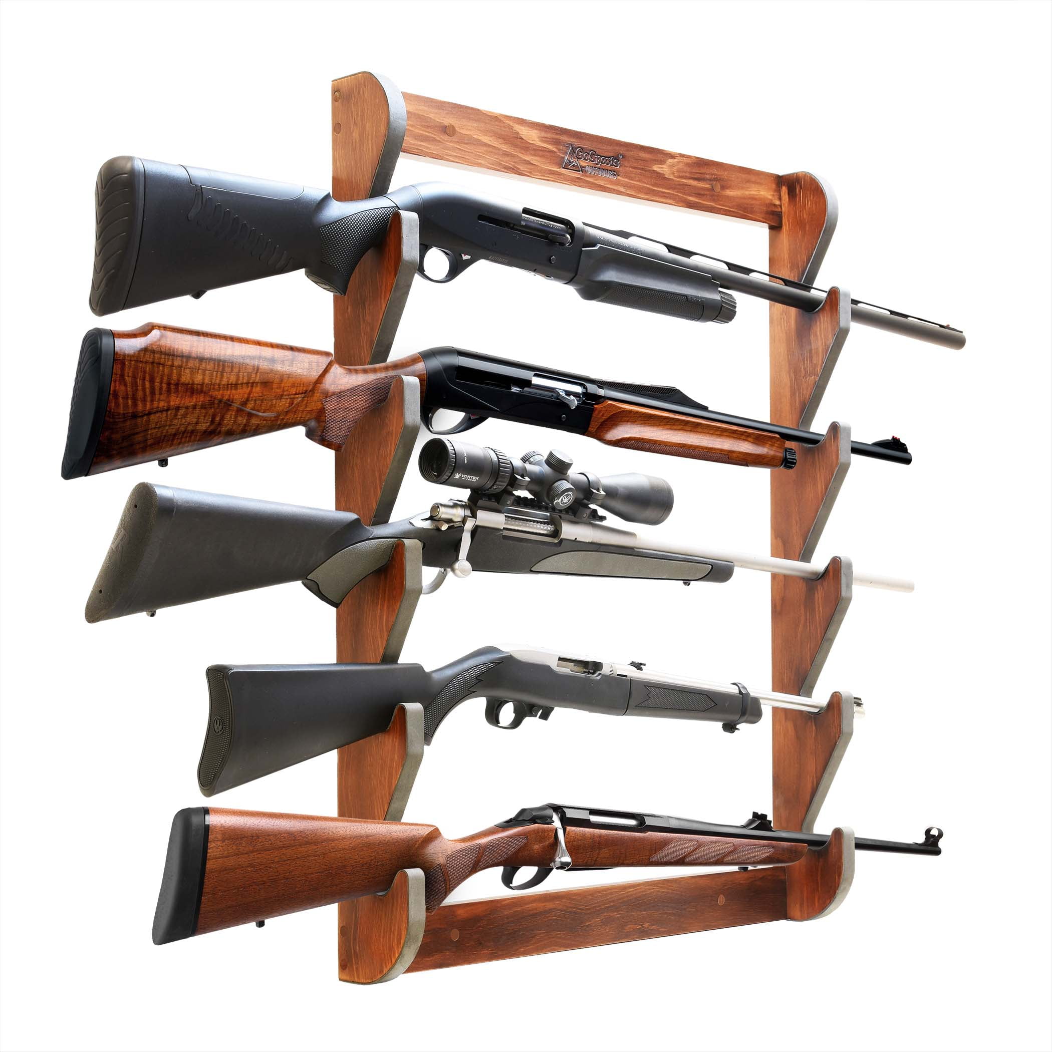 GoSports Outdoors Wall Mounted Firearm Display Rack with Premium Wood ...