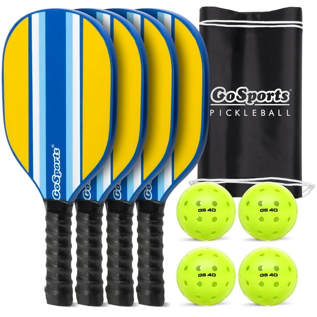 GoSports Pickleball Set with 4 Paddles, 4 USAPA Pickleballs and Carry ...