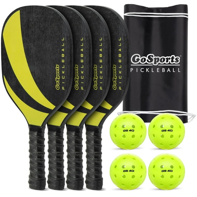 GoSports Outdoor & Indoor Pickleball Set for Kids & Adults: 4 Paddles ...